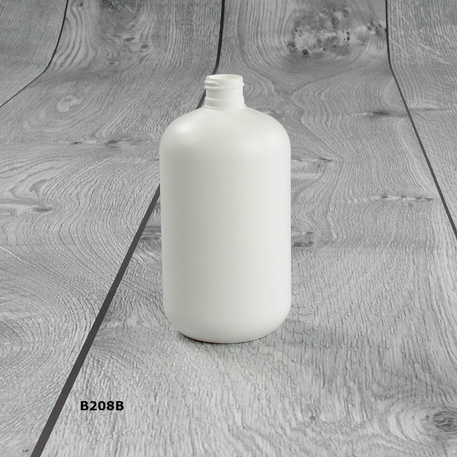 16 oz White HDPE Boston Round 24-410 - B208B