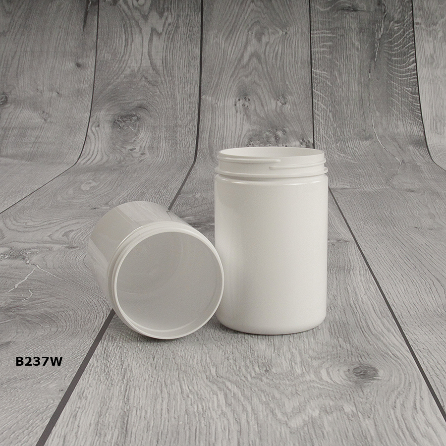 25 oz White PET Straight-Sided Jar 89-400 w/ Cello Bead - B237W