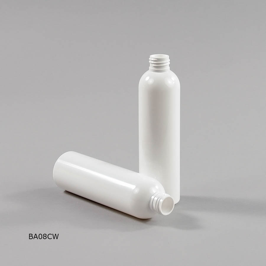 8 oz White PET Cosmo Round 24-410 - BA08CW