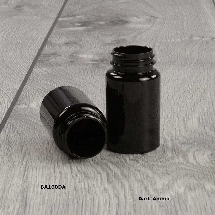 100cc Dark Amber PET Packer 38-400 - BA100DA