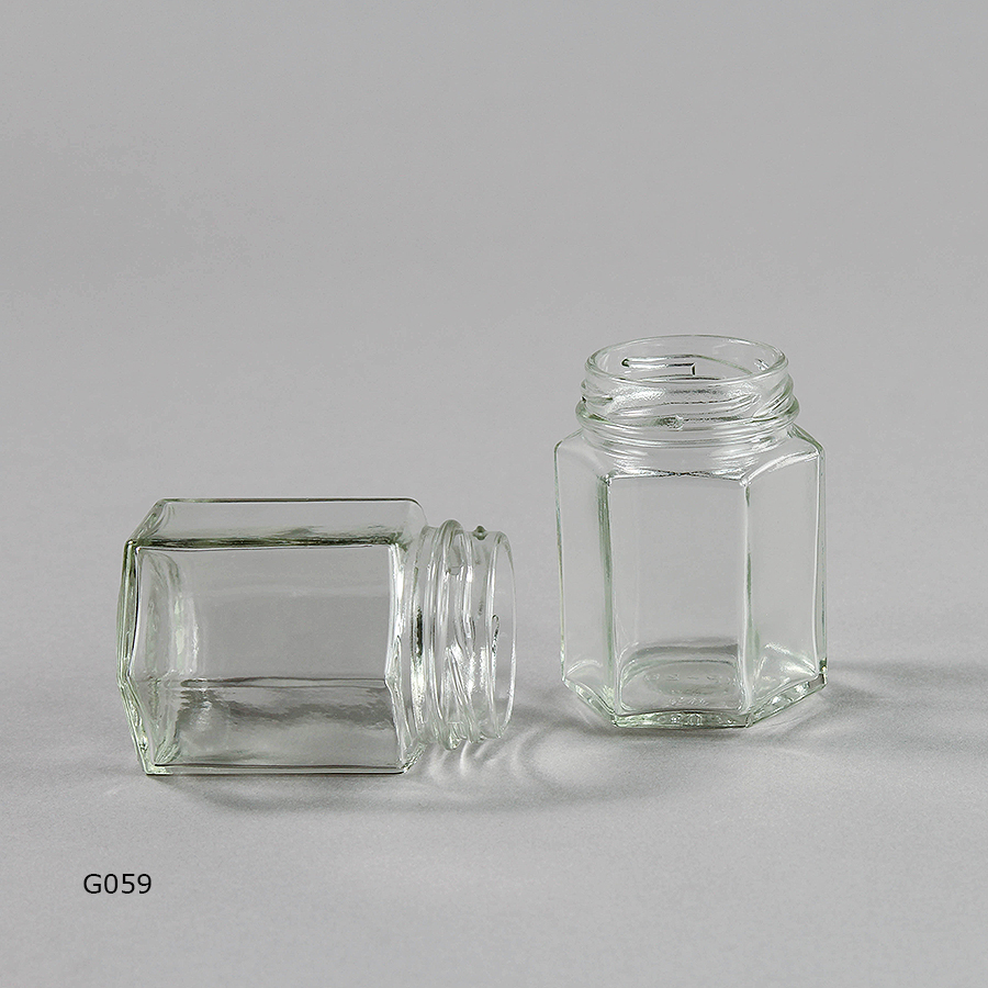 4 oz Flint Glass Hex Jar 48-2030 Lug (110ml) - G059