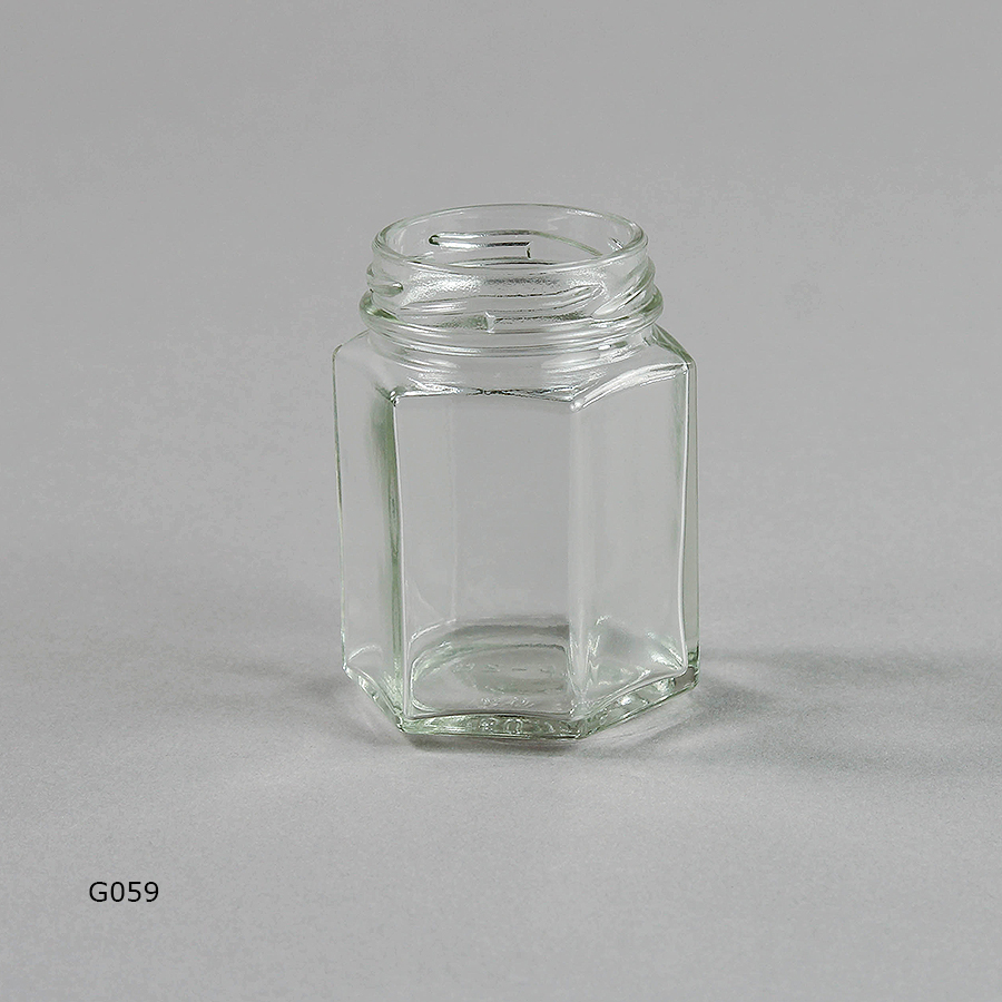 4 oz Flint Glass Hex Jar 48-2030 Lug (110ml) - G059