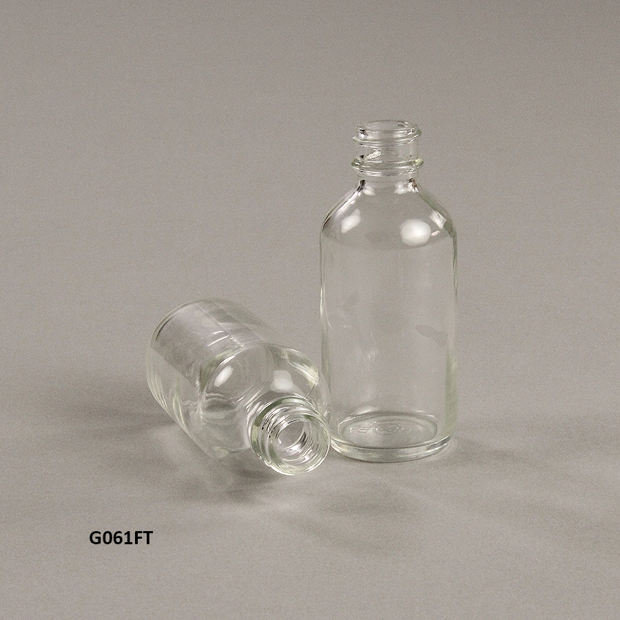 2 oz Flint Glass Boston Round 20-400 (240/cs) - G061FT