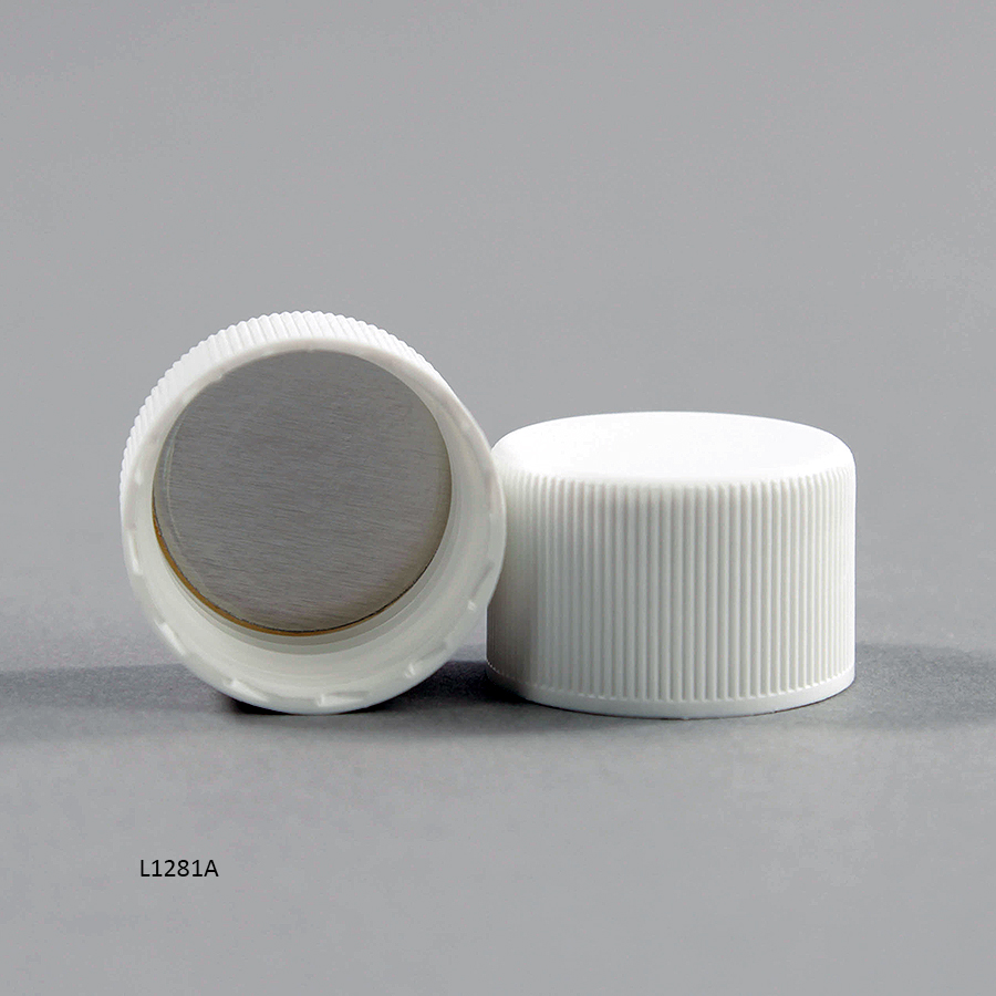 24-410 White Ribbed Lid SG-75 Foil for PE Plain Lined - L1281A