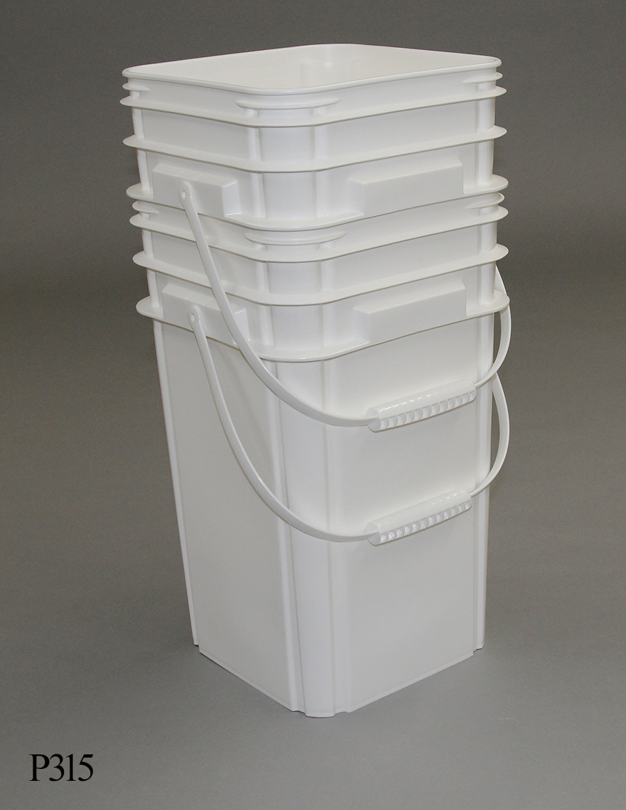 5 Gal White Square Pail Plastic Handle - P315