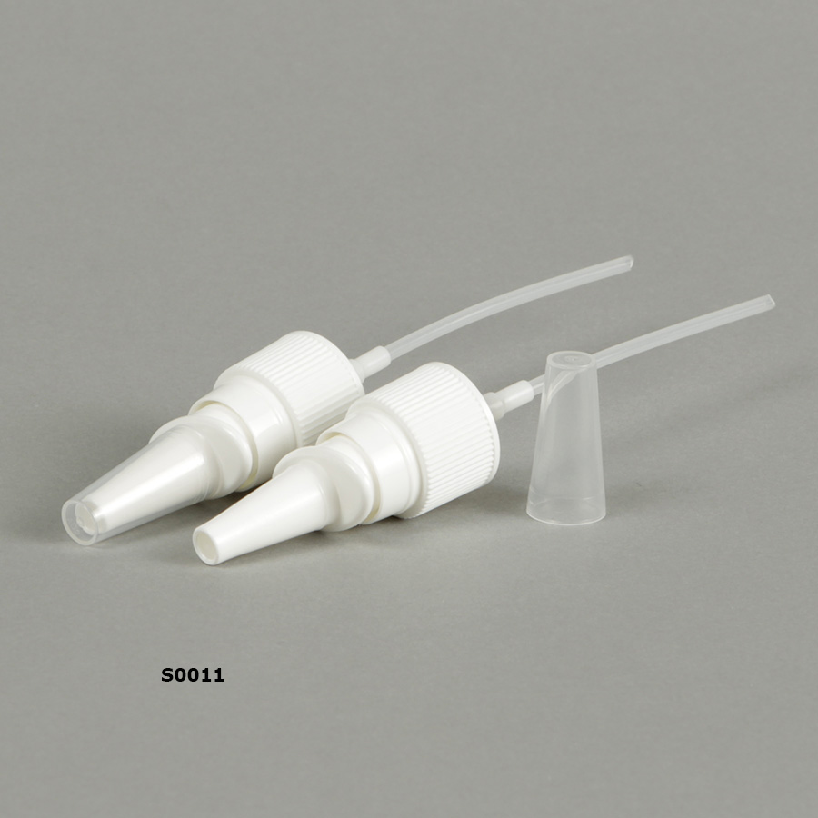 20-410 White Nasal Atomizer w/ Nat Hood 3-3/4" DT .12ml - S0011